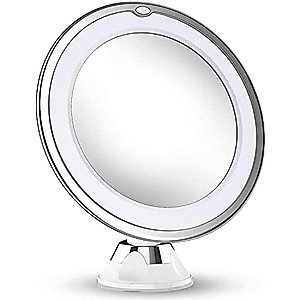 Vimdiff 10X Magnifying Makeup Mirror with Lights, Portable Hand Cosmetic Magnification Lighted Makeup Mirror for Home Tabletop Bathroom Shower and Travel