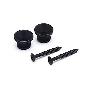 Metallor Guitar Strap Buttons Metal Guitar Strap Locks End Pins with Mounting Screws for Folk Acoustic Electric Guitar or Bass Ukulele Set of 2Pcs Bell Style. (Black)