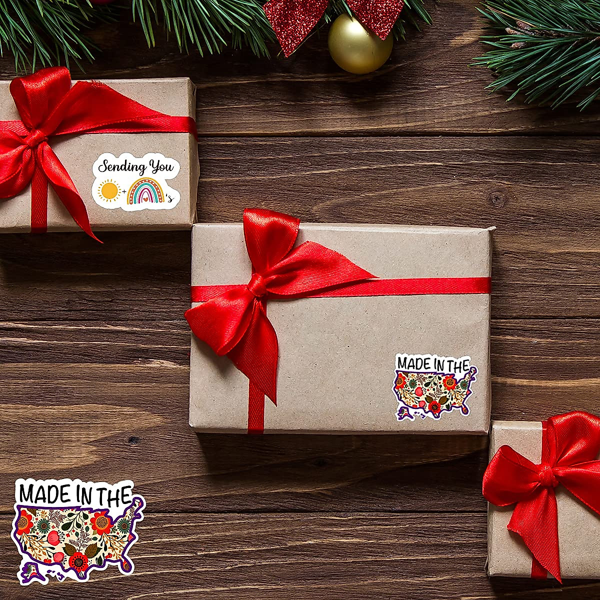 Littlefa 1.5” Made in The with America Map Design Stickers,Thank You Stickers,Bakeries Stickers,Handmade Stickers,Small Business Stickers, Envelopes Stickers, Gift Bags Packaging 500 PCS