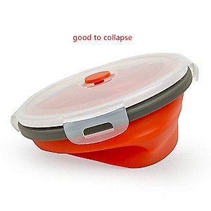 CARTINTS Red Collapsible Food Storage Bowls Silicone Travel Bowls with Leakproof Lids, Microwave and Freezer Safe, Set of 4