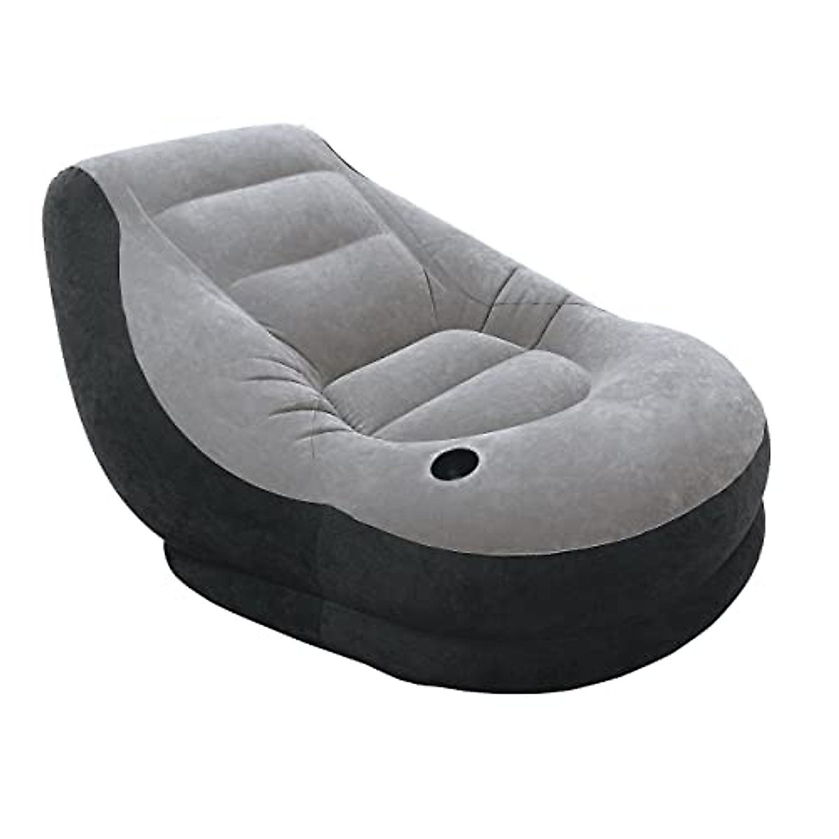 Intex Inflatable Ultra Lounge Chair With Cup Holder & Ottoman Set, Vinyl, Gray (5 Pack)