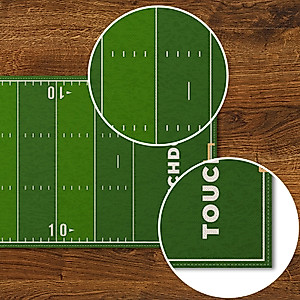 Pudodo Football Field Table Runner Touchdown Game Day Tablecloth Football Theme Birthday Party Kitchen Dining Home Decoration (13" x 72")