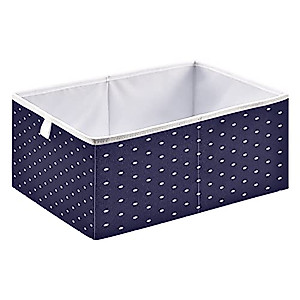 Kigai Blue White Dots Storage Baskets, 16x11x7 in Collapsible Fabric Storage Bins Organizer Rectangular Storage Box for Shelves, Closets, Laundry, Nursery, Home Decor