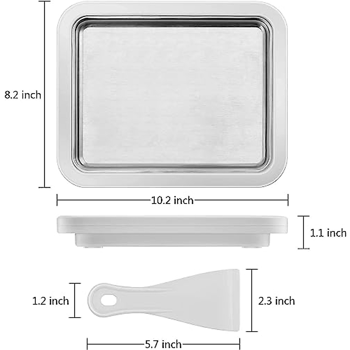 Roller Ice Cream Maker - Stainless Steel - 10 * 8 inch Family Large Size, DIY Soft Serve Machine for Homemade Ice Cream, Frozen Yogurt, Rolled Ice Cream