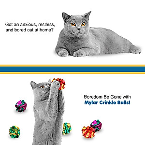 SunGrow 6 Pack Crinkle Balls for Cats, Shiny and Stress Buster Crinkler, Suitable for Multiple Cats' Play, Ideal for Kittens and Grown-up Cats