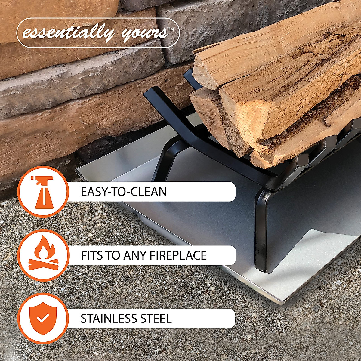 Essentially Yours Adjustable Fireplace Tray | Stainless Steel Expandable Ash and Ember Holder Pan | Nuts and Bolts Included for Additional Stability