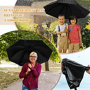BUKPUD Large Compact Travel Umbrella, Windproof Waterproof Stick Umbrella Anti-UV Protection, Three Folding Umbrella for Backpack - Portable Black Folding Umbrella for Men and Women Kids Adults