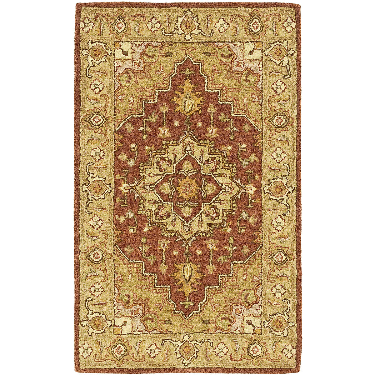 SAFAVIEH Heritage Collection 3' x 5' Rust / Gold HG345A Handmade Traditional Oriental Premium Wool Area Rug