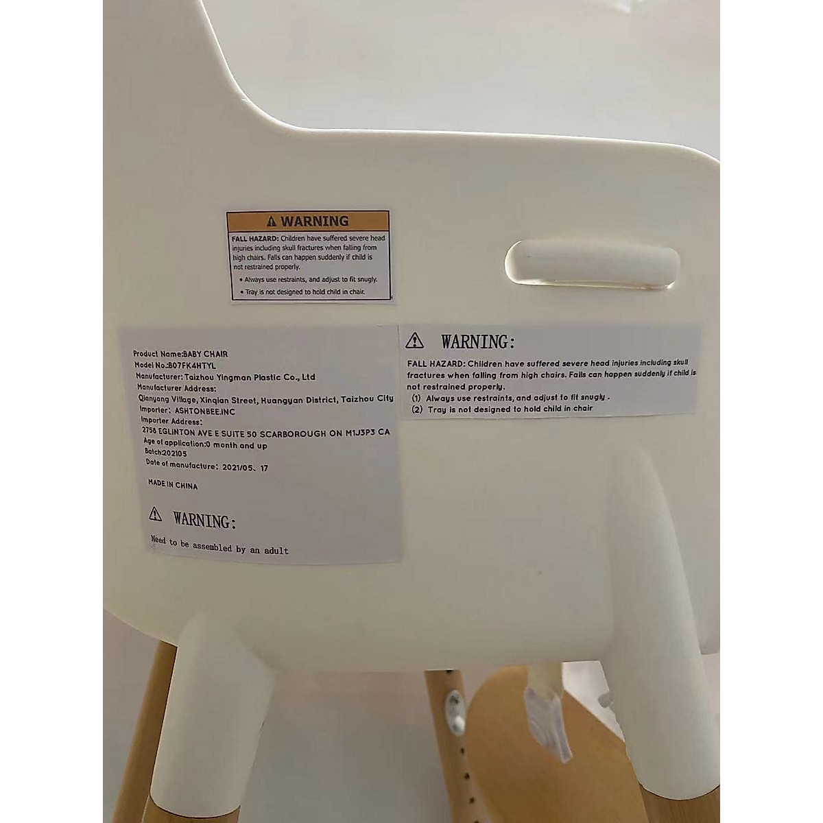 Wooden High Chair for Babies and Toddlers - with Harness, Removable Tray, and Adjustable Legs