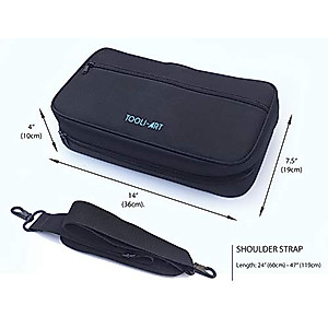 TOOLI-ART Marker & Pen Carrying Case -120 Slots, Canvas, Extra Pockets, Trolley Sleeve, Removable Shoulder Strap, For Most Markers (up to 15mm Diameter), Lipstick, Etc. Black