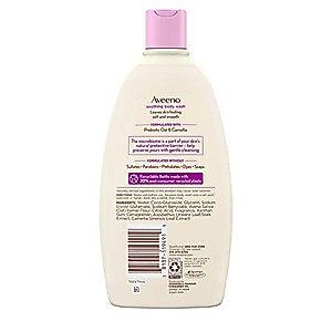 Aveeno Soothing Body Wash for Sensitive Skin with Prebiotic Oat Camellia Cleansing Wash for SoftFeeling Skin Formulated Without Sulfates Parabens Phthalates Dyes fl., Cream, 18 Fl Oz