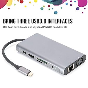 Multifunction Docking Station, Computer Adapter, Type‑C Docking Station, Information Transfer for Computer Home Office