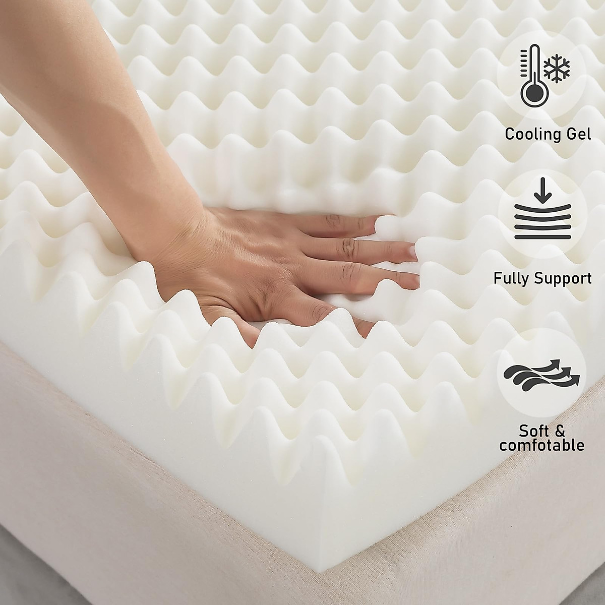 WhatsBedding 3 Inch Memory Foam Mattress Topper Queen Size with Soft Cover, Memory Foam Bed Topper with Removable & Washable Cover Rayon from Bamboo for Back Pain (80x60x3in)