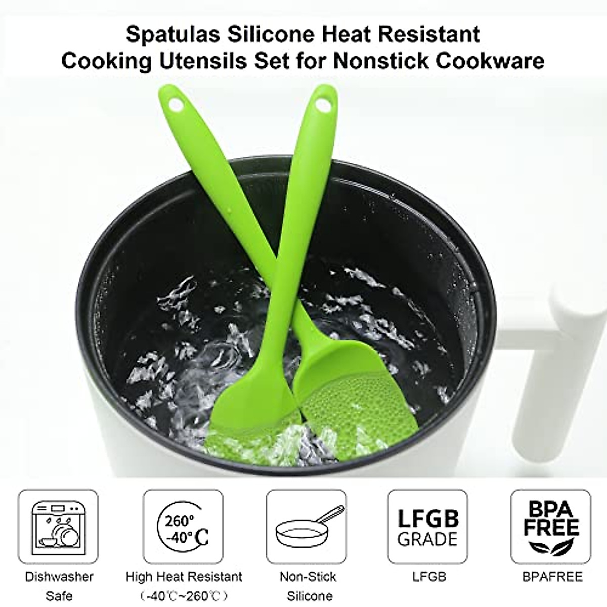 Rubber Spatulas of 5 Silicone Heat Resistant Cooking Utensils Set for Nonstick Cookware, Kitchen Baking Decorating Supplies Frosting Spatula Set for Cake Turntable,Bread Bench Scraper