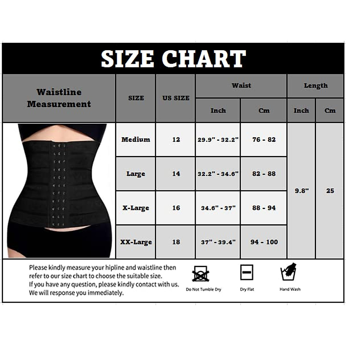 Waist Trainer for Women - Tummy Control Shapewear Girdle Belt, Body Shaper Waist Cincher Control Corset | weight loss (Medium) Black