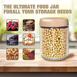 3-Pack 16 oz Glass jars with Airtight Lids, Overnight Oats Containers with Lids, Wide Mouth Mason Jars, Glass Storage Containers with Lids for Fruit, Salad Dressing, Sauce,Cereal,Yogurt,Snacks