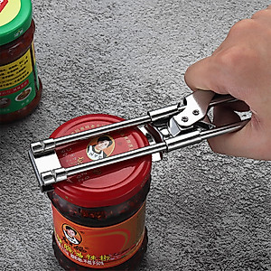Andux Adjustable Stainless Steel Jar Bottle Opener Multifunctional Lid Gripper Easy Opener Tool Kitchen Accessories KGQ-02