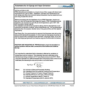 PRM FMDFG03 0.3-3 SCFM Air Rotameter Flow Meter, 1/2 Inch Female NPT Connection, Acrylic Body with PVC End Tails, Viton Seals, UV Resistant, Max Pressure 85 PSIG, Max Temperature 125°F