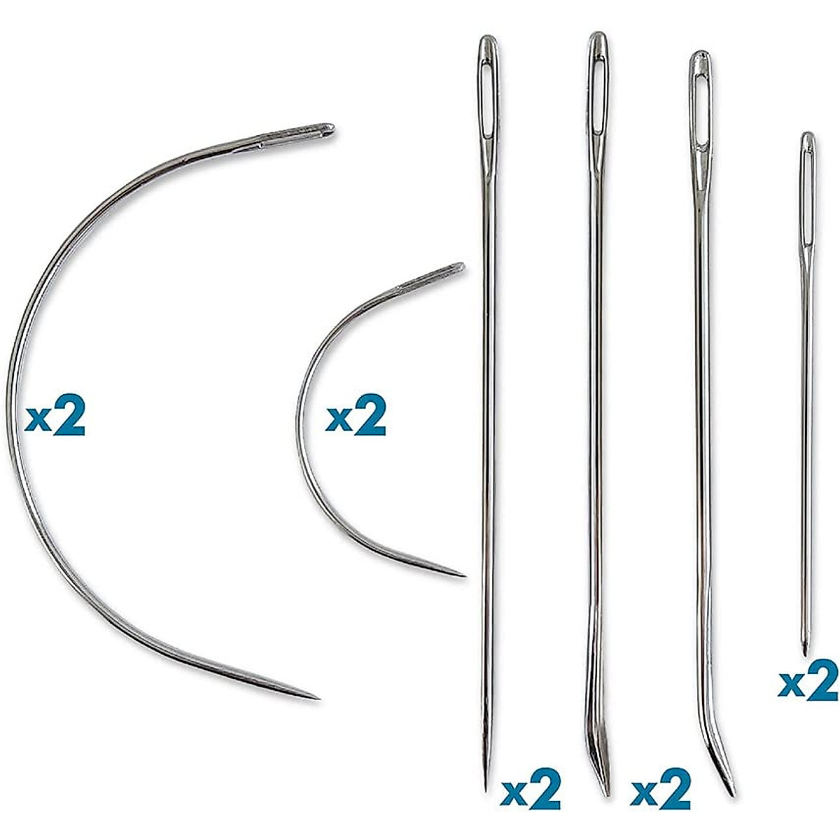 Heavy Duty Hand Sewing Needles Set - 12 Needles for Upholstery, Leather, Carpet Canvas Repair