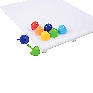 Constructive Playthings 250 Piece Peg-It Play Including 240 Brightly Colored 1/2" Diam. Pegs, Five 8 1/2" W. x 6 1/2" H. Plastic Pegboards and 5 Double-Sided Design Cards for Ages 3 Years and Up