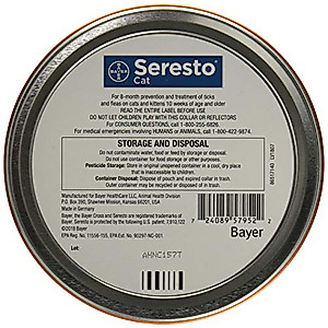 Bayer Animal Health Seresto Flea & Tick Collar for Cats, All Weights & Sizes, 8 Month Protection (3 Pack), Gray