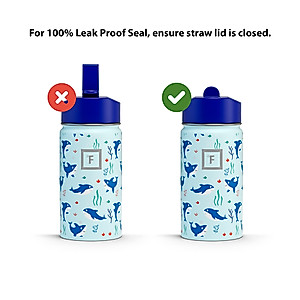 IRON °FLASK Kids Water Bottle - 14 Oz, Straw Lid, 20 Name Stickers, Vacuum Insulated Stainless Steel, Double Walled Tumbler Travel Cup, Thermo Mug - Valentines Day Gifts - Construction Zone