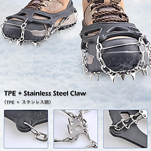 TRIWONDER Ice Cleats Crampons Traction Snow Grips Ice Grippers for Boots Shoes Women Men Kids Anti Slip 8 Spikes Safe Protect for Hiking Fishing Walking Climbing Mountaineering