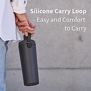 ACEVIDA 28oz Stainless Steel Double Insulated Tumbler with Ceramic Coating Inside, Magnet Design to Attract the Lid, Leakproof, Silicone Top Straw, Silicone Carry Loop, Fit in Cup Holder (Peach)