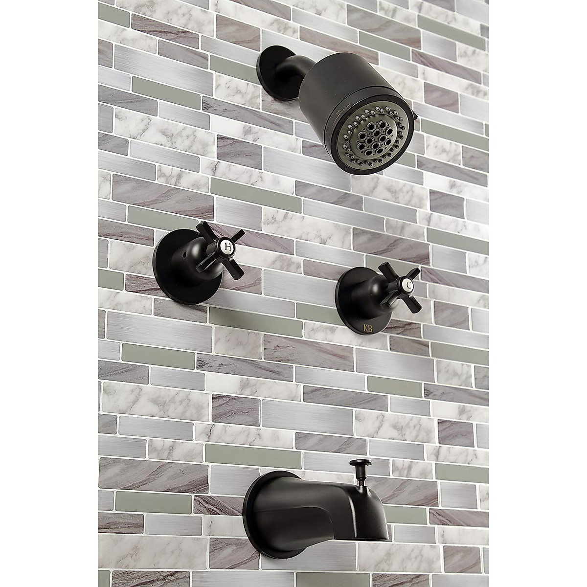 Kingston Brass KBX8140ZX Millennium Tub and Shower Faucet, Matte Black 7.31 x 8 x 72