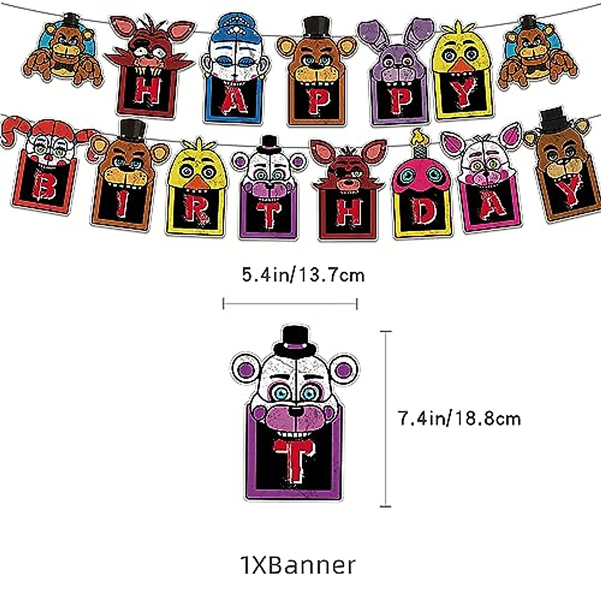 Birthday Party Supplies, Includes Banner, Tablecloth, Cake Topper - 24 Cupcake Toppers - 20 Balloons