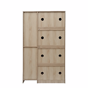 Shoe Cabinet for Entryway,Rattan Shoe Cabinet with Mirror and 4 Flip Down Drawers,Narrow Shoe Cabinet with Natural Rattan Doors and 4 Storage Shelves,Freestanding Shoe Organizer for 24 Pairs of Shoes