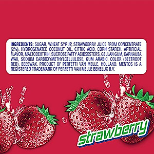 Mentos Chewy Mint Candy Roll, Strawberry, Non Melting, Party,15 Count (Pack of 1)