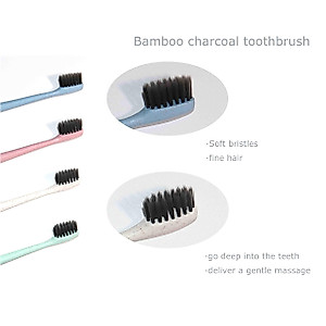 TeenFighter 10Pcs Family Pack Eco-Friendly Small Head Wheat Straw Toothbrush, Bamboo Charcoal Soft Bristles Toothbrush for Kids and Adults, Toothbrushes for Sensitive Gums and Teeth, Travel Carry