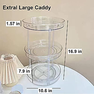 Elebac Lazy Susan Turntable Organizer for Bathroom Countertop, 3 Tier 10.6 Inch Clear Acrylic Jewelry Container Makeup Cosmetic Storage, Spinning Organizer for Spices, Pantry, Fridge, Kitchen