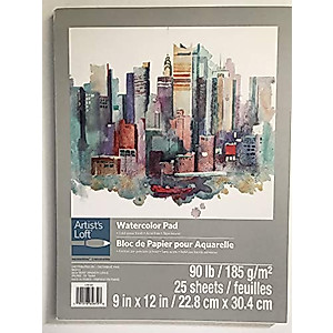 Artist's Loft Necessities Watercolor Pad Acid Free 9" x 12" 90lb/185gsm 25 Sheets