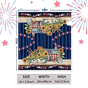 Dacawin Summer Sunflower Magnetic Mailbox Covers Blue Floral Patriotic American Flag Mailbox Post Cover July 4th Flower Mailbox Decor Waterproof Mailbox Wraps Standard Size 21X18 Inch