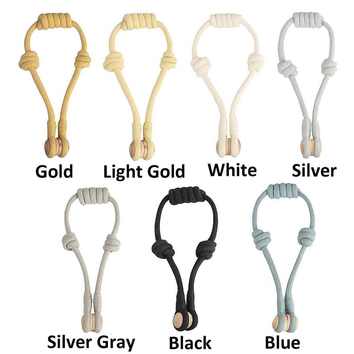 HedongHexi 2 Pack Magnetic Curtain Tiebacks, Curtain Ties Magnetic No Drill, Handmade Curtain Tie Backs Decorative Holdbacks (White, 2P)