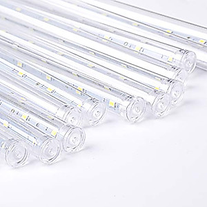 AWQ 16.9 Inch 10 Tubes Meteor Shower Lights 360LED Waterproof Falling Rain Drop Christmas Lights Plug in for Indoor & Outdoor Holiday Garden Tree Christmas Party Home Decor (White)