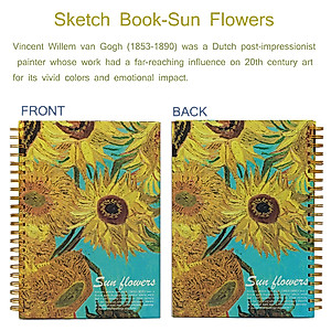 Van Gogh Aesthetic Art Large A4 Sketchbook Hard Cover Spiral Bound Mixed Media Thick Paper, Artist Sketch Book for Drawing Notebook for Kids Adults