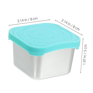 PRETYZOOM Set of 4 Small Sauce Cups Metal Condiment Containers with Lids Reusable Salad Dressing Cup for Lunch Leakproof Food Storage Containers