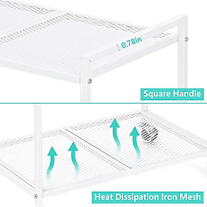 YBING Computer Tower Stand White PC Tower Stand 2 Tier CPU Holder Stand with Wheels Metal Mobile Computer Tower Cart Rolling PC Stand Floor for Fax Home Office
