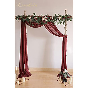 Lookein Chiffon Runner Arch Decorations for Wedding Ceremony Arch Drapping Fabric for Wedding Swags, 2 Panels 30" Wide 6 Yards Long, Burgunday