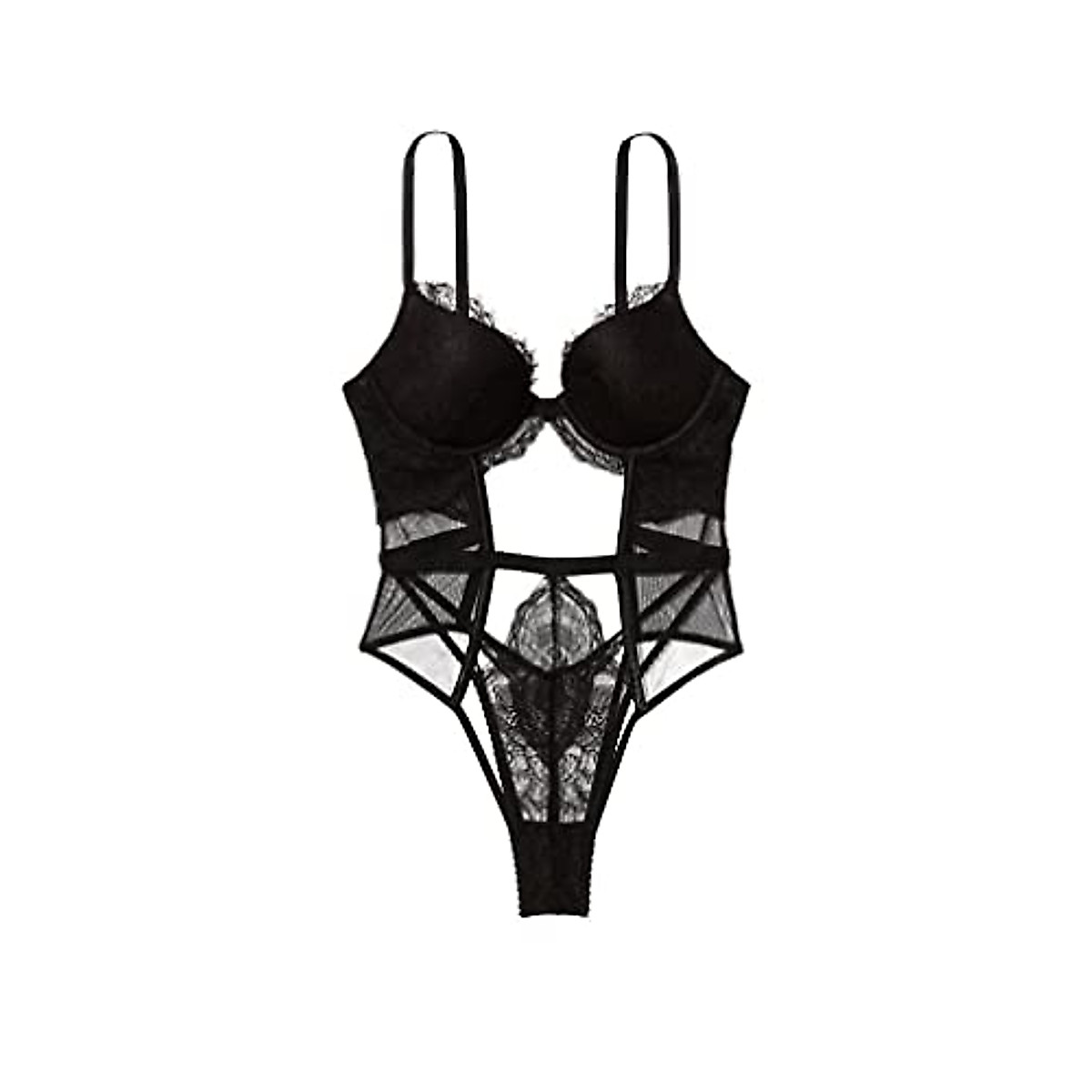 Victoria's Secret Push-Up Cutout Lace Teddy, Black, X-Small