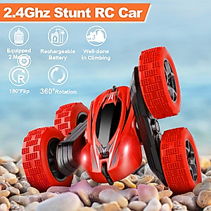 ORRENTE Remote Control Car, RC Cars Toys 2.4GHz 4WD Fast RC Car Kids Toys, Double Sided 360° Rotating Monster Truck Toys for Girls RC Truck Toy Cars for Boys