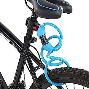 Demeras Bicycle Security Cable, Bike Cable Lock Rustproof Waterproof 5 Digit Password Wear Resistant for Cycling(Blue)
