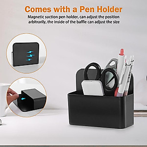 LUKETURE Desk Side Storage, Under Desk Laptop Holder, 2 Tier Steel Hanging Desk Storage, No Drill Under Desk Organizer, with Pen Holder, Hanging Desk Storage for Office and Home (Black 2 Tier)