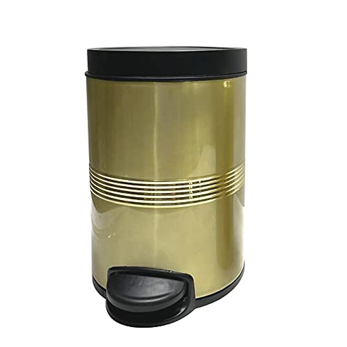 nu steel Stainless Steel Step Garbage Trash Can with Lid: 5 Liter/1.32 gal for The Kitchen, Bathroom, Bedroom, Patio, RV – Gold Finish