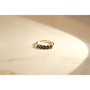 Gin & Grace 14K Yellow Gold Genuine Blue Sapphire Ring for women | Ethically, authentically & organically sourced (Round-Cut) shaped Sapphire hand-crafted jewelry for her | Sapphire Ring for women