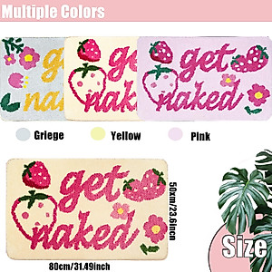 Enhopty Get Naked Bath Mat Strawberry Flower Bathroom Rugs Fun Cute Door Mat Non Slip Microfiber Absorbent Shower Rugs for Home Tub Bedroom…