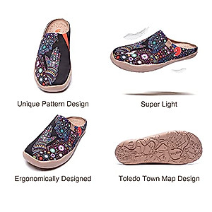 UIN Women's Slipper Fashion Canvas Comfort Travel Art Painted Shoes Wide Toe Casual Household Slip On Mules Pray for Goodness (8)